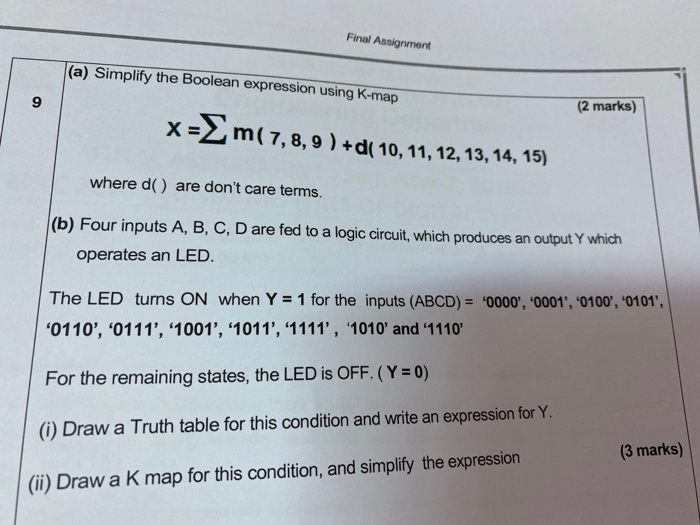 Solved Final Assignment (a) Simplify the Boolean expression | Chegg.com
