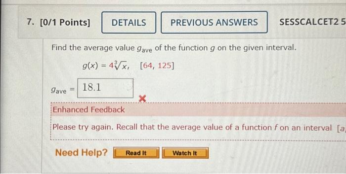 Solved Find The Average Value Gave Of The Function G On The