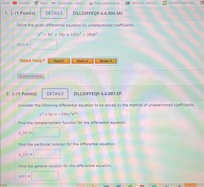 Solve the given differential equation by undetermined | Chegg.com