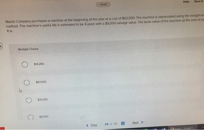Solved Saved Save Martin Company purchases a machine at the | Chegg.com