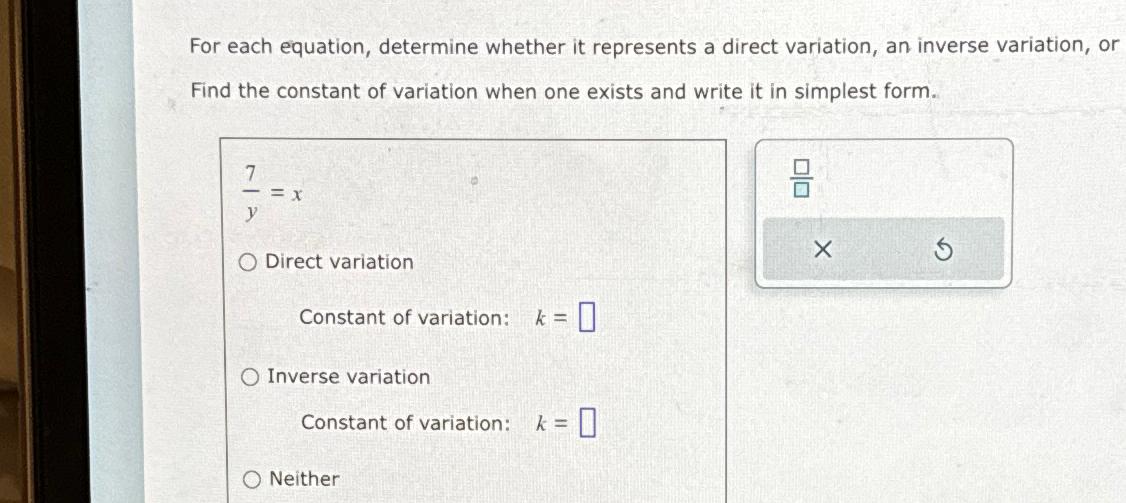 Solved For each equation, determine whether it represents a | Chegg.com