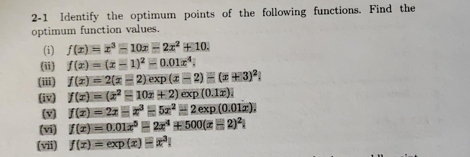 Solved 2-1 Identify the optimum points of the following | Chegg.com