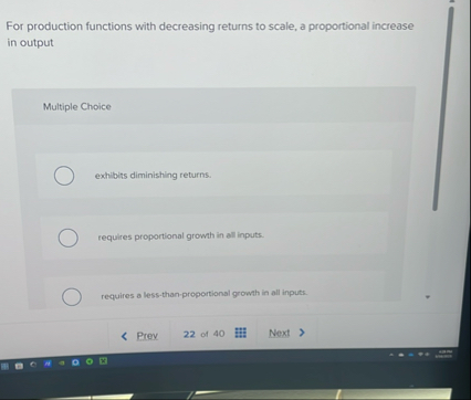 Solved For production functions with decreasing returns to | Chegg.com