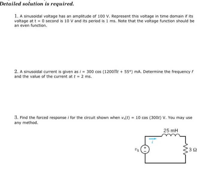 Solved Detailed solution is required. 1. A sinusoidal | Chegg.com