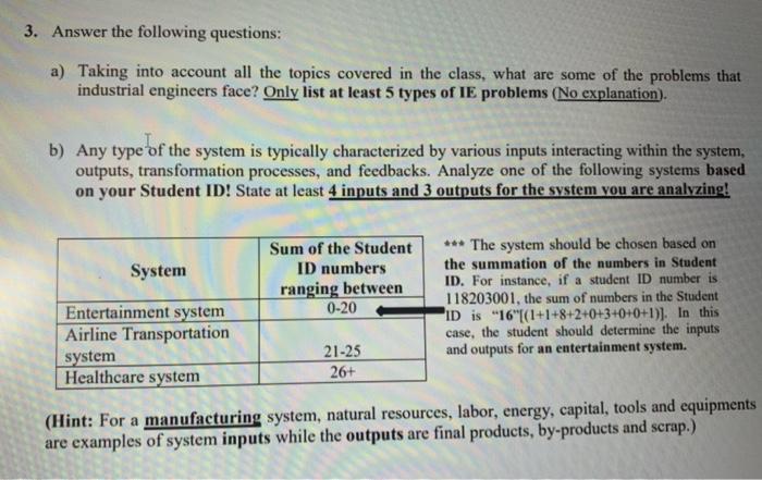 Solved 3. Answer the following questions: a) Taking into | Chegg.com