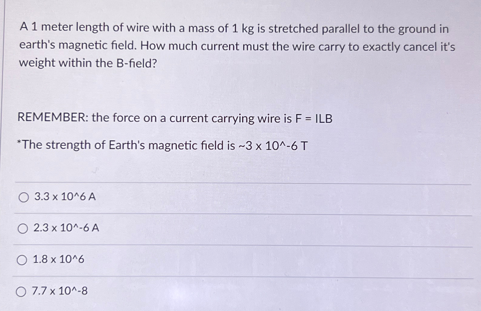 Solved A 1 ﻿meter length of wire with a mass of 1kg ﻿is | Chegg.com
