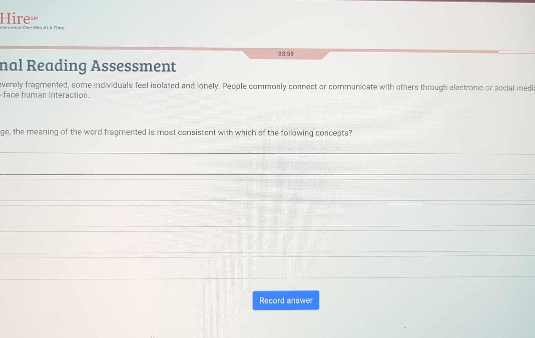 Solved Hire ?smvernment One Hire At A Timenal Reading | Chegg.com