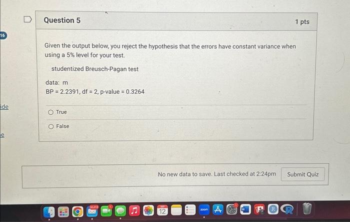Solved Given the output below, you reject the hypothesis | Chegg.com