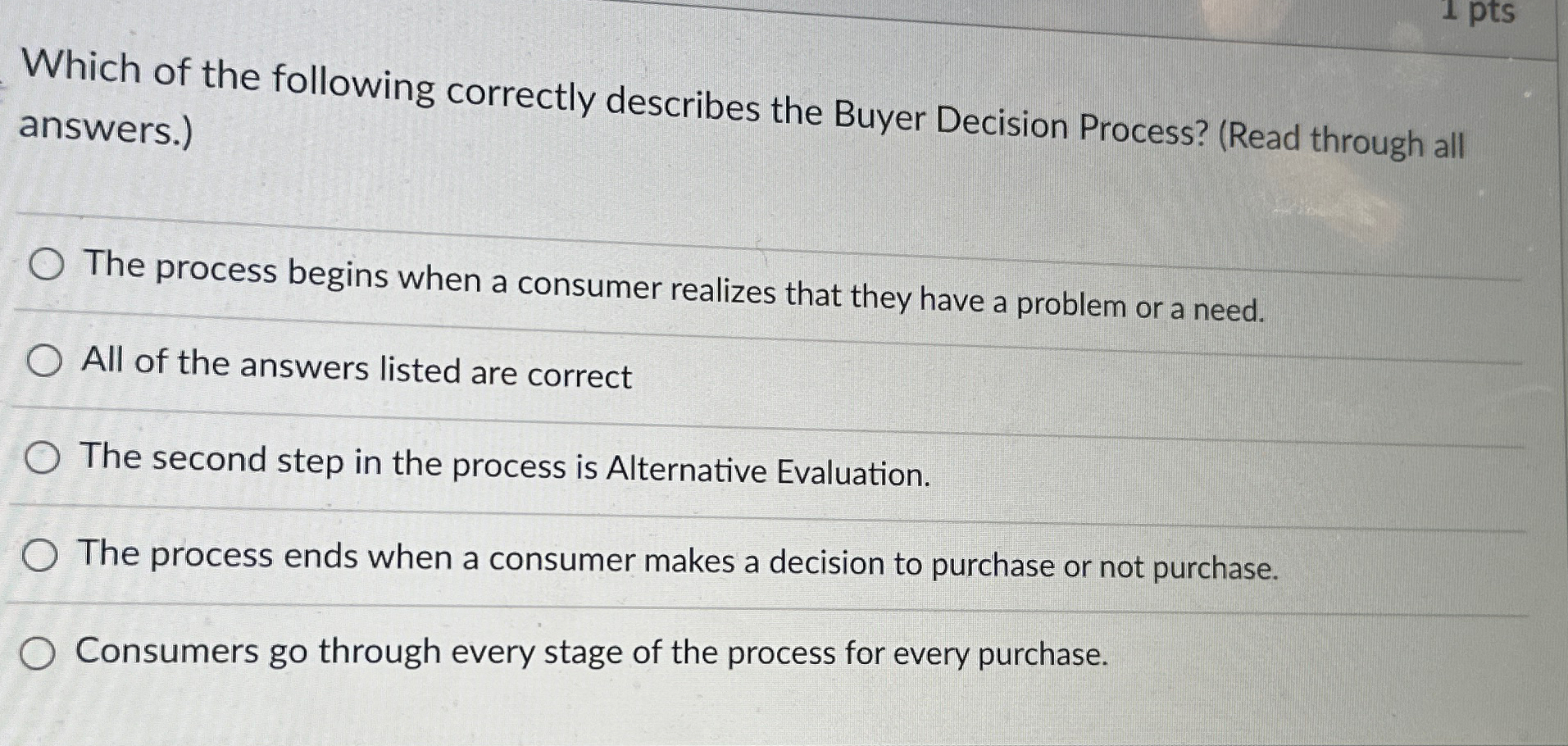 Solved Which of the following correctly describes the Buyer | Chegg.com