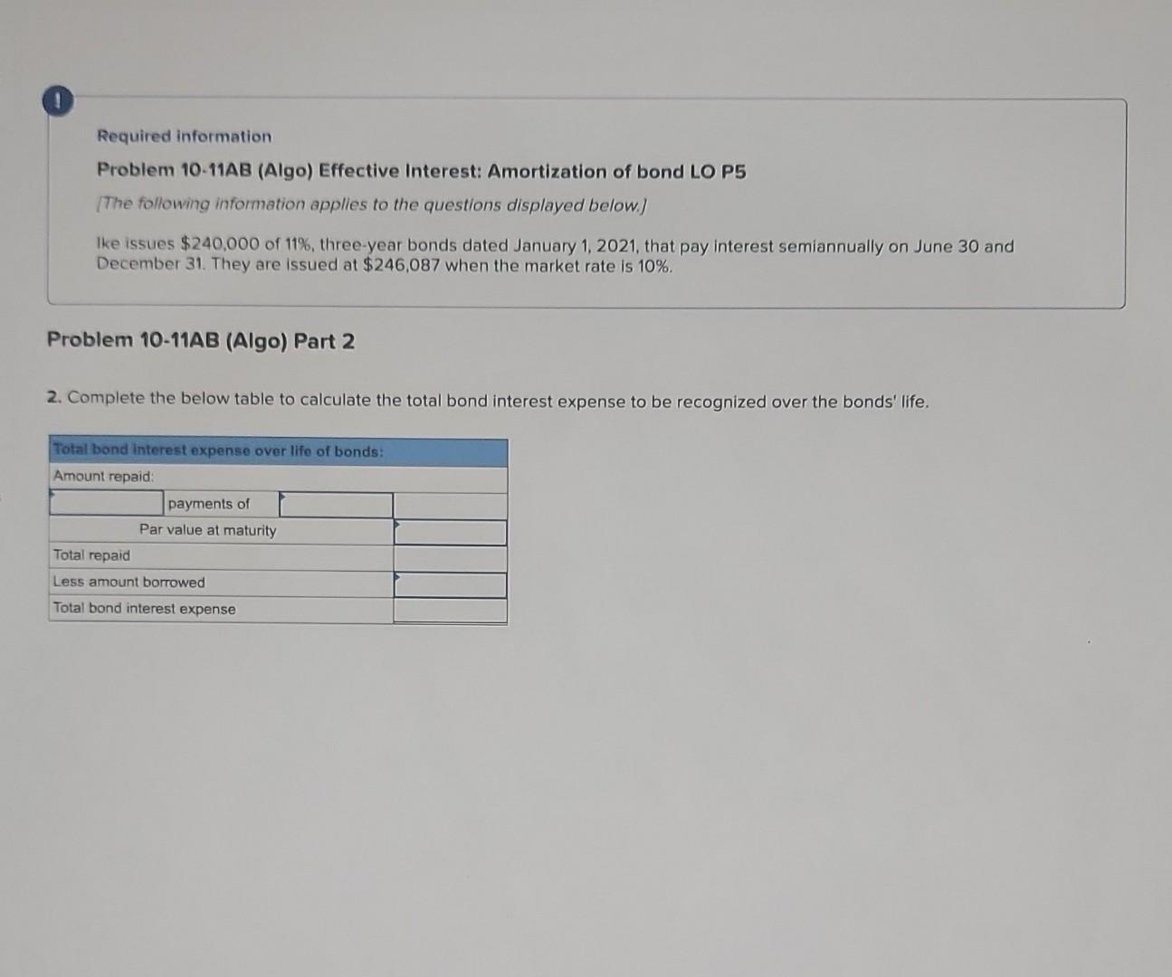 Solved Required information Problem 10-11AB (Algo) Effective | Chegg.com