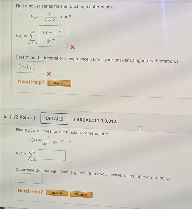Solved Find a power series for the function, centered at c. | Chegg.com