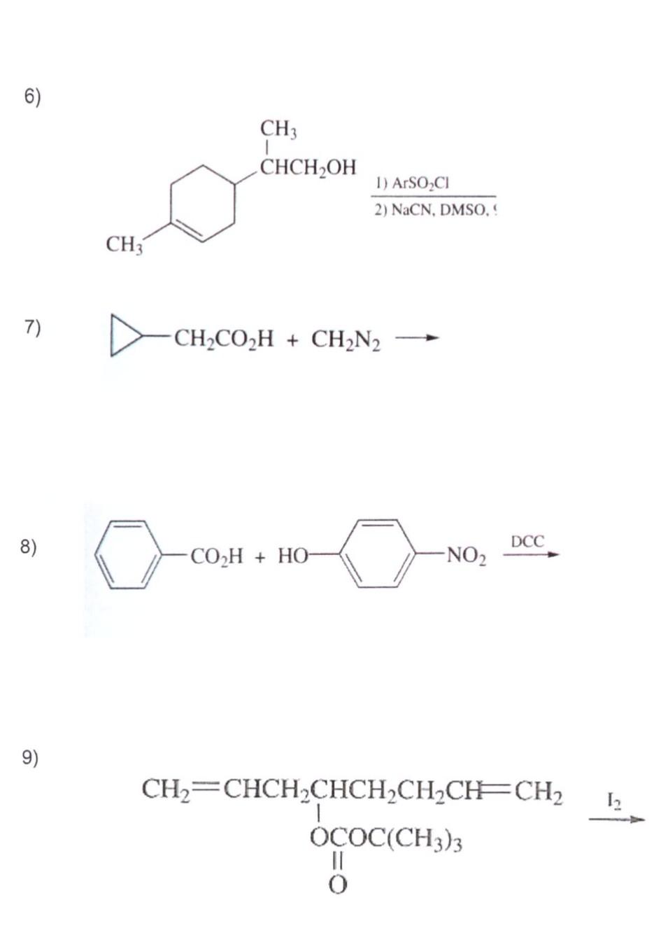 Solved 1) 2) 3) 1. NaOMe 2. H+ 4) 5)6) 7) y−CH2CO2H+CH2 N2 | Chegg.com