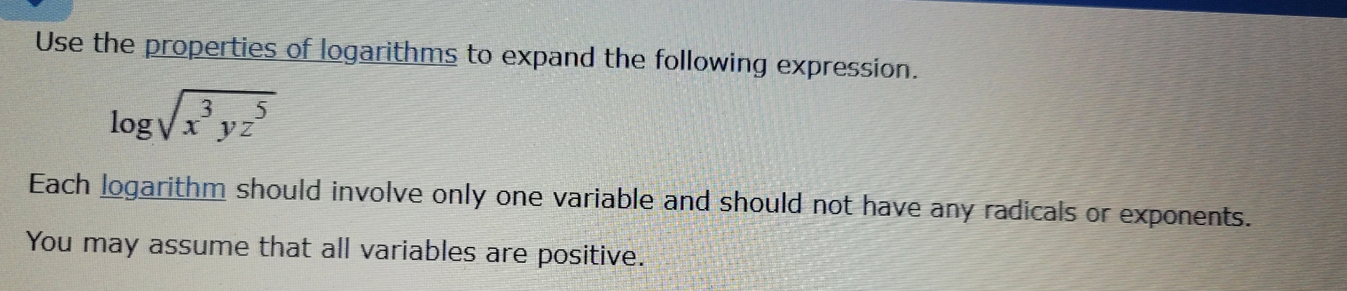 Solved Use the properties of logarithms to expand the | Chegg.com