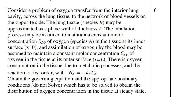 Solved Consider a problem of oxygen transfer from the | Chegg.com