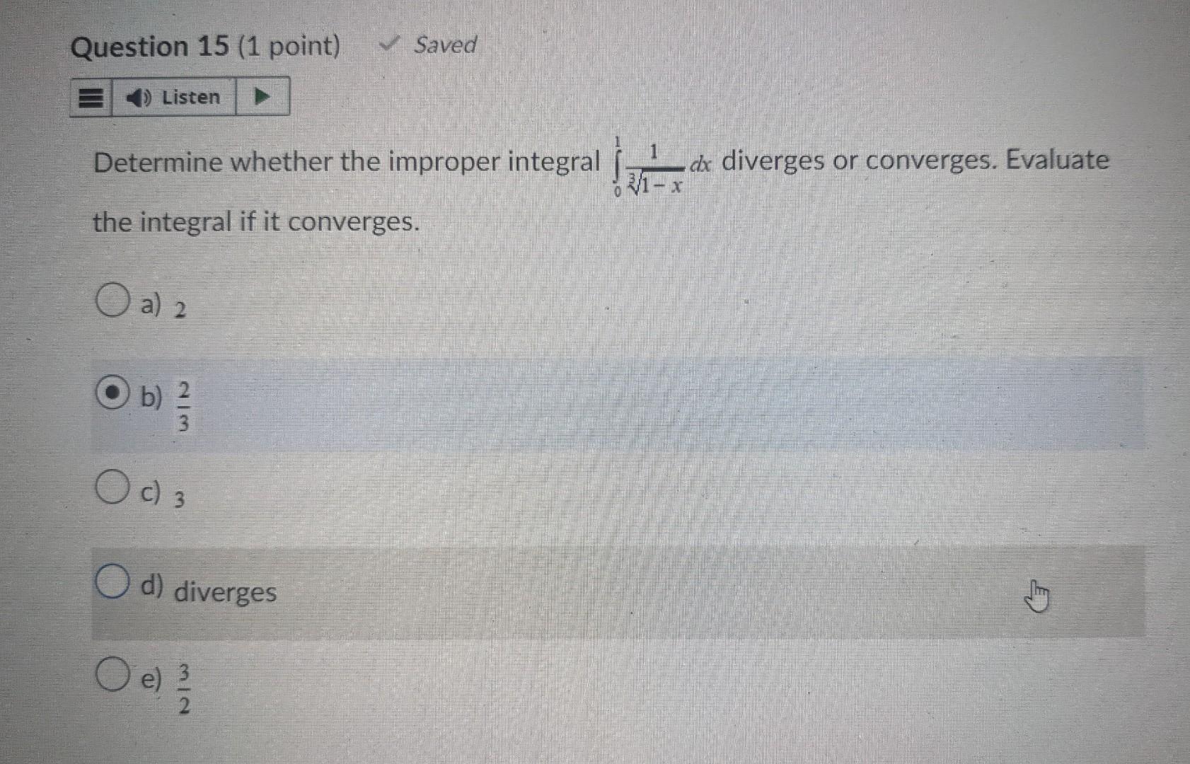Solved Determine whether the improper integral diverges or | Chegg.com