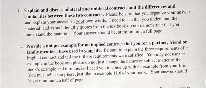Solved 1. Explain and discuss bilateral and unliteral | Chegg.com
