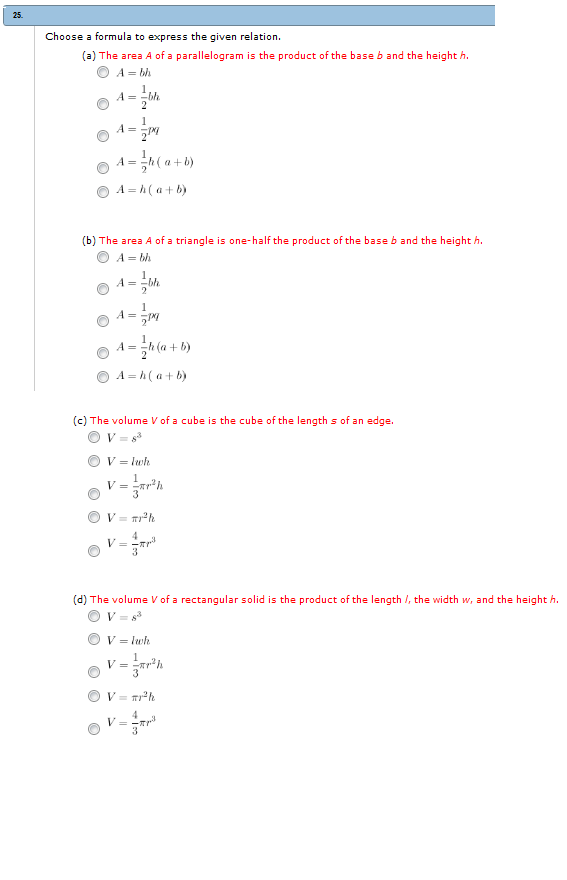 Solved The area A of a parallelogram is the product of the | Chegg.com