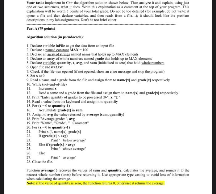 Solved 11 Your Task Implement In C The Algorithm 