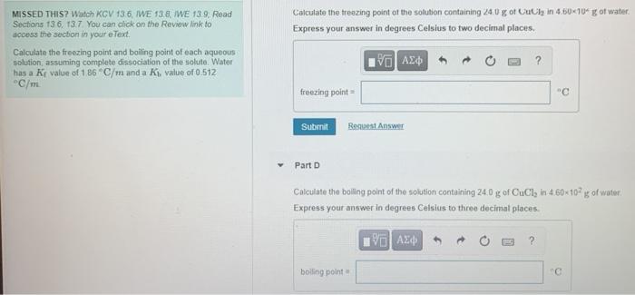 Solved Calculate the treezing point of the solution | Chegg.com