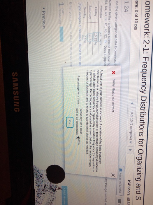 Solved lomework: 2-1: Frequency Distributions for Organizing | Chegg.com
