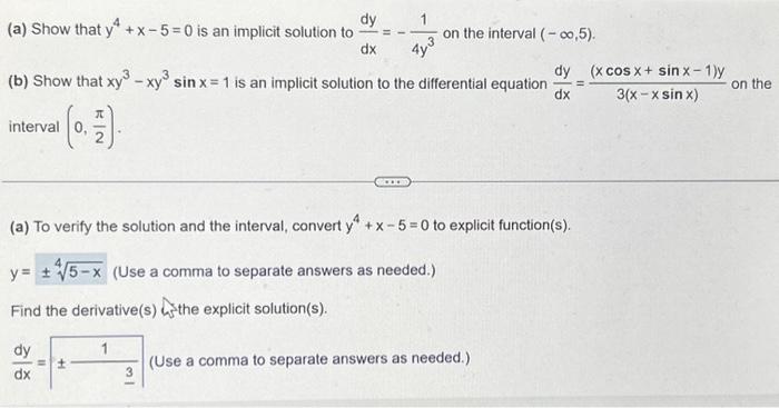 Solved dy (a) Show that y+x-5=0 is an implicit solution to | Chegg.com Solved dy (a) Show that y+x-5=0 is an implicit solution to | Chegg.com