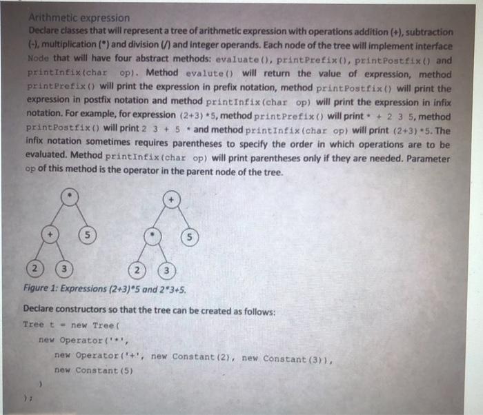 Solved Arithmetic expression Declare classes that will | Chegg.com