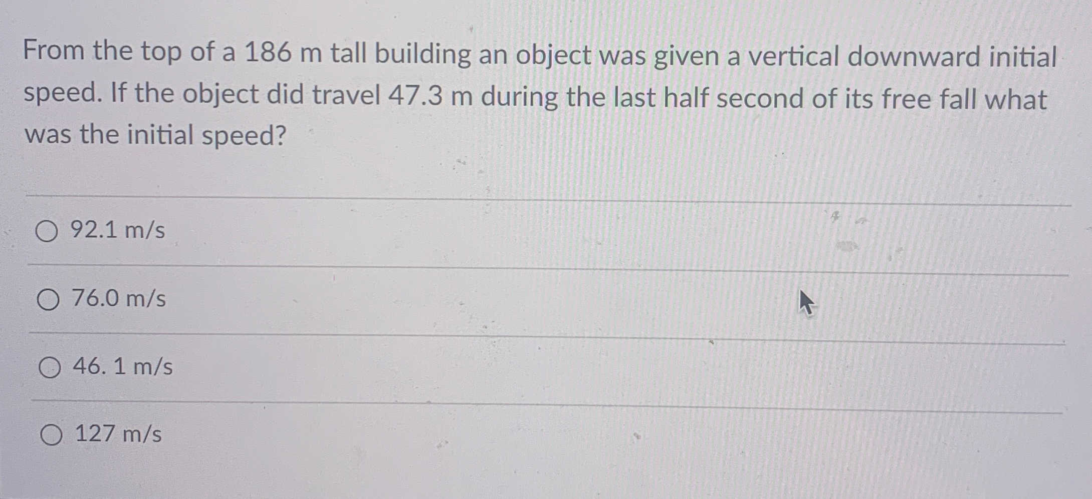 Solved From the top of a 186m ﻿tall building an object was | Chegg.com