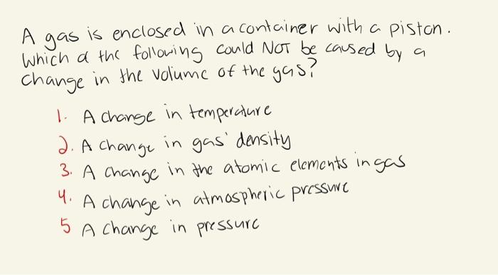 Solved A gas is enclosed in a container with a piston. Which | Chegg.com