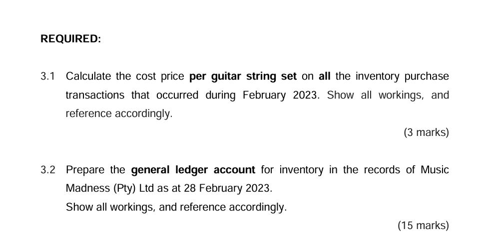 Solved QUESTION 3(18 ﻿marks)Music Madness (Pty) ﻿Ltd | Chegg.com