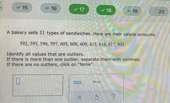 Solved = 15 = 16 17 18 = 19 20 A bakery sells 11 types | Chegg.com