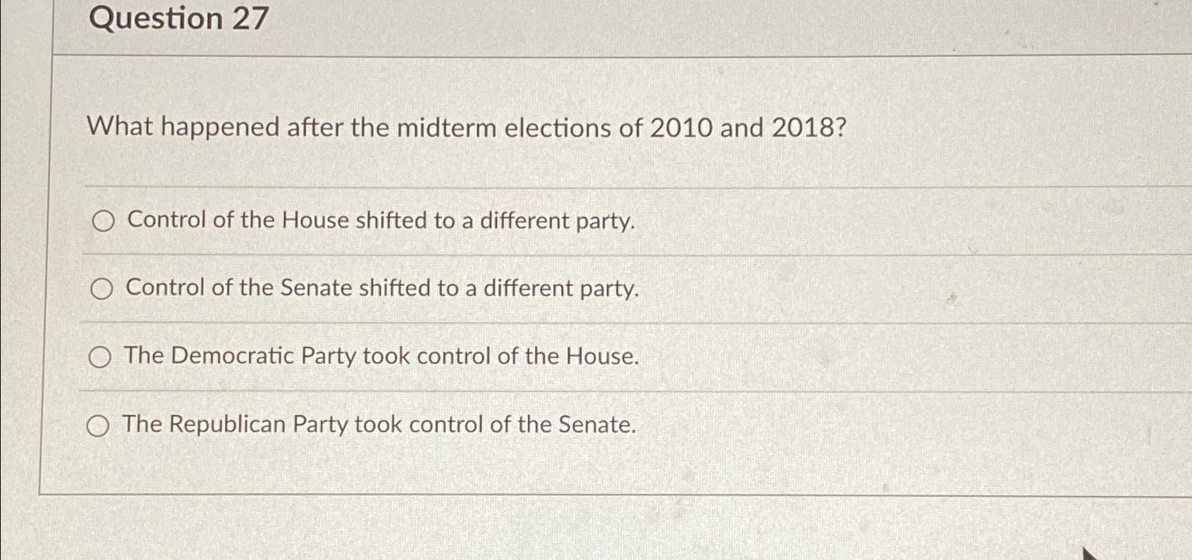 Solved Question 27What happened after the midterm elections | Chegg.com