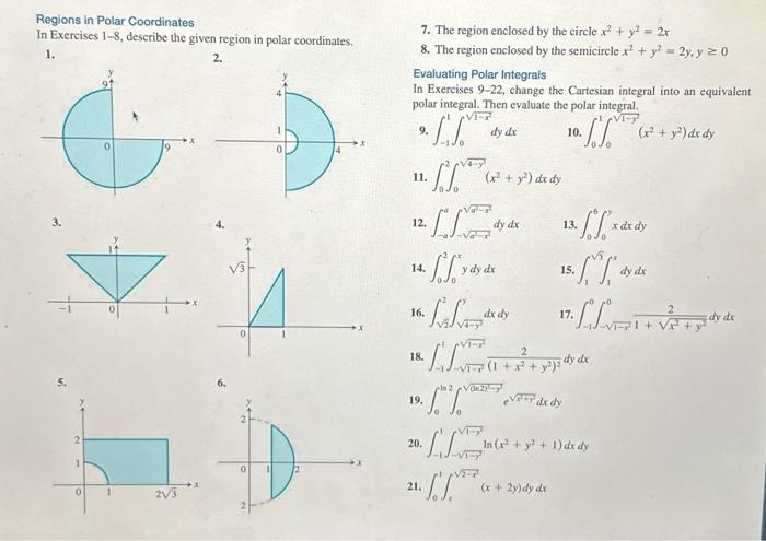 Solved Regions in Polar Coordinates In Exereises 1-8, | Chegg.com
