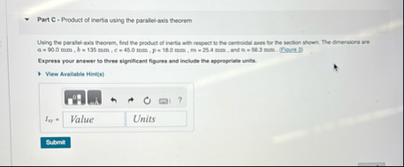 Part C - ﻿Product of inertia using the paraliel-axis | Chegg.com