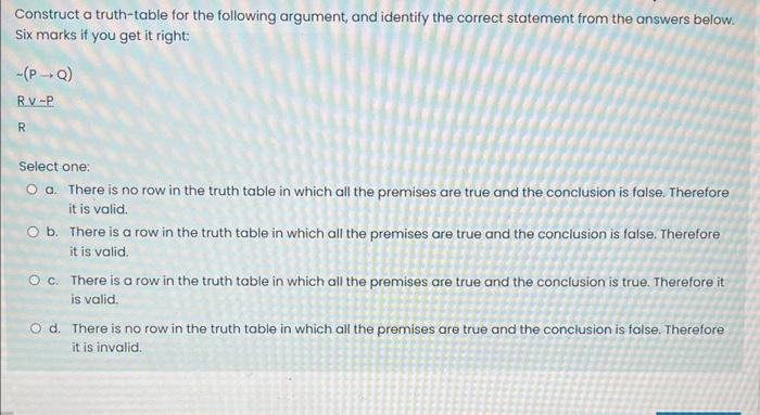 Construct a truth-table for the following argument, | Chegg.com