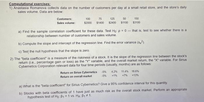 Computational exercises: 1) Anastasia Romanova | Chegg.com