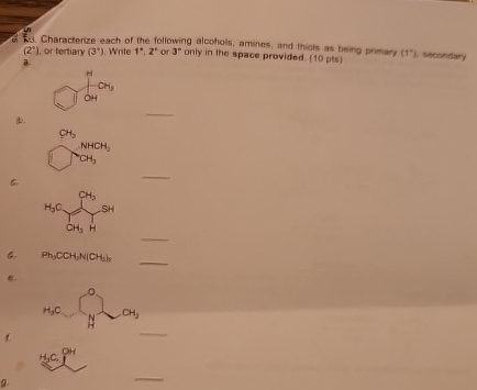 Solved If F.3. ﻿Characterize each of the following alcohols, | Chegg.com