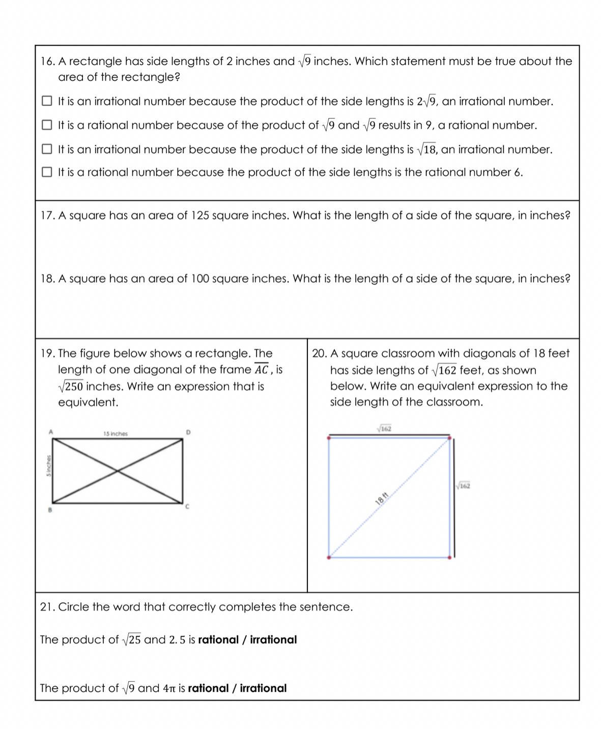 Solved A rectangle has side lengths of 2 ﻿inches and 92 | Chegg.com