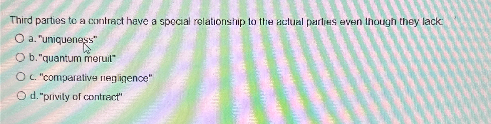 Solved Third parties to a contract have a special | Chegg.com