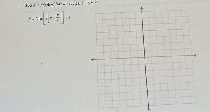 Solved 1. Sketch a graph of for two cycles. | Chegg.com