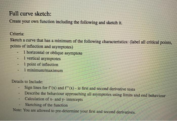 Solved Full curve sketch: Create your own function including | Chegg.com