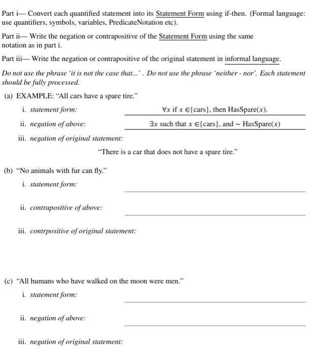 Solved Part 1 - Convert each quantified statement into its | Chegg.com
