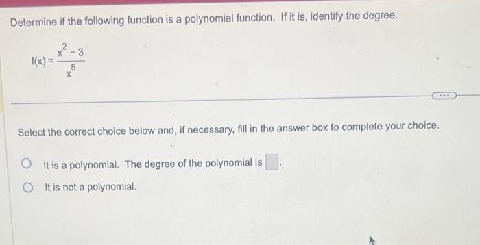 Solved Determine if the following function is a polynomial | Chegg.com