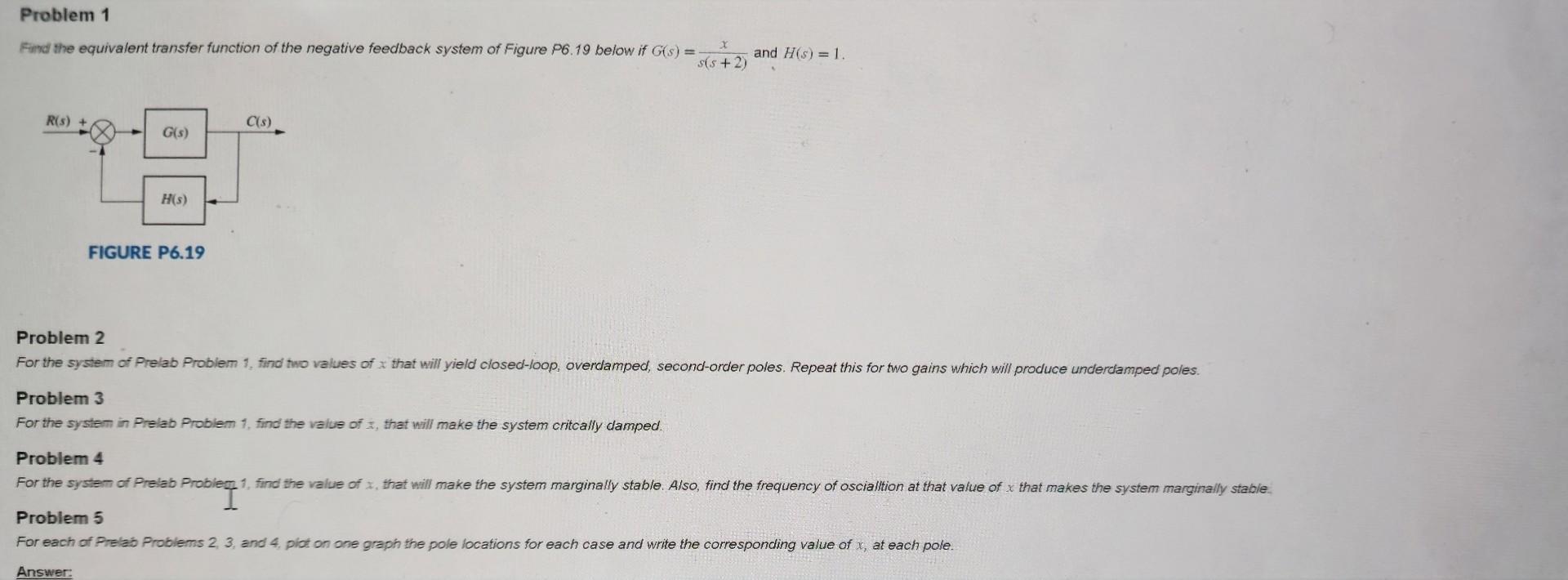Solved Find the equivalent transfer function of the negative | Chegg.com