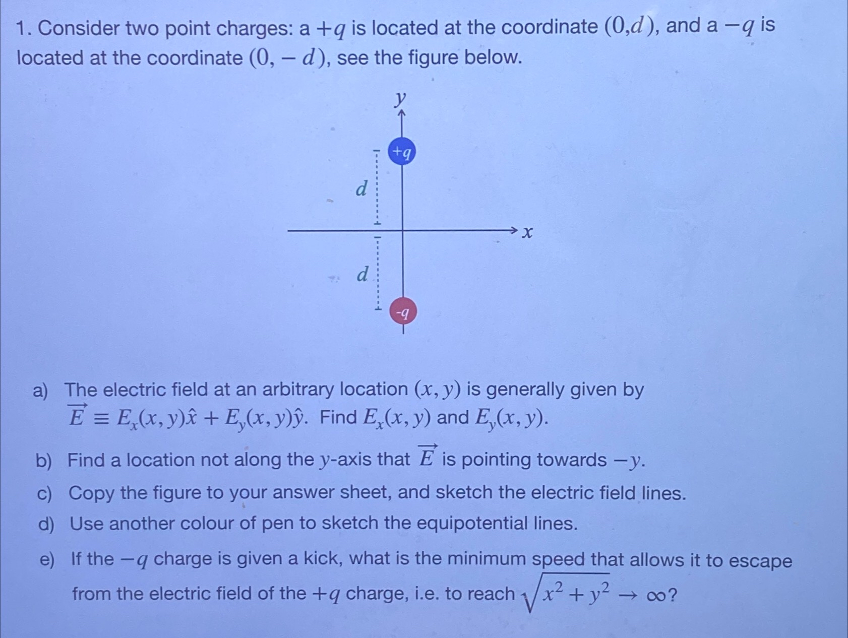 Solved Consider two point charges: a+q ﻿is located at the | Chegg.com