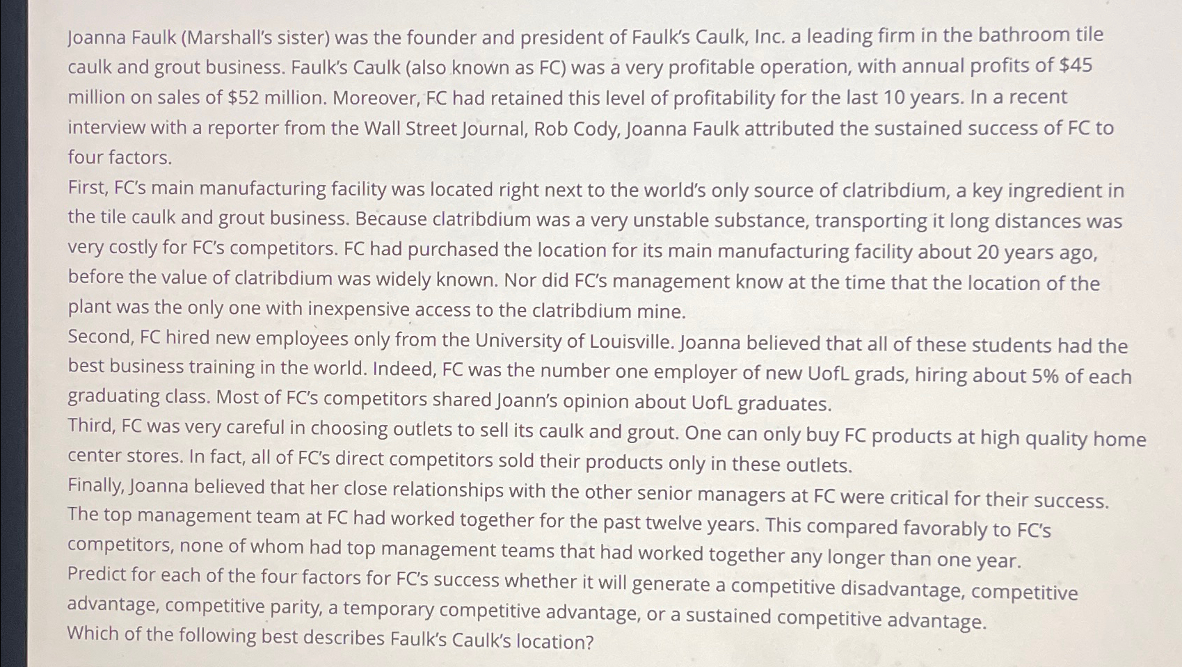 Solved Joanna Faulk (Marshall's sister) ﻿was the founder and | Chegg.com