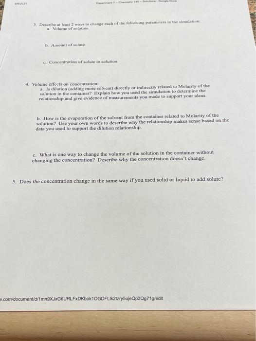 Solved Experiment 7 - Chemistry 135 - Solutions Name Loni | Chegg.com