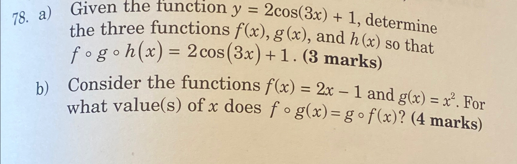 Solved a) ﻿Given the function y=2cos(3x)+1, ﻿determine the | Chegg.com