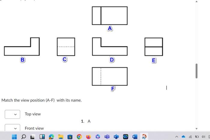 Match the view position (A-F) with its name. Top | Chegg.com