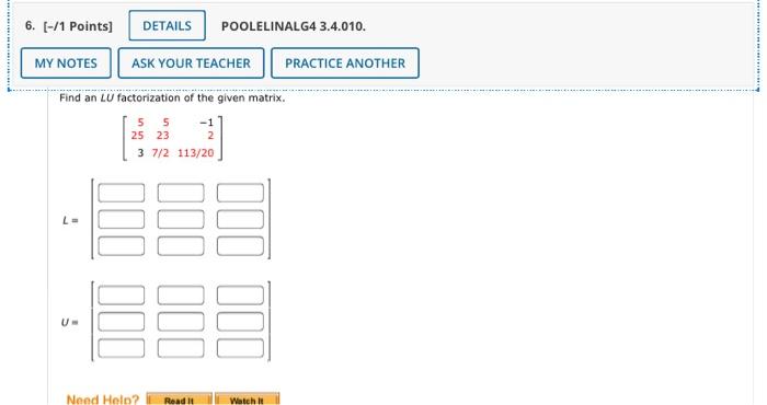 Solved 2. 0/1 Points) DETAILS PREVIOUS ANSWERS POOLELINALG4 | Chegg.com