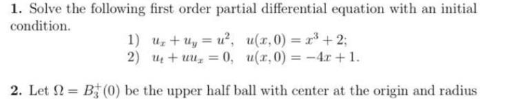 1. Solve the following first order partial | Chegg.com